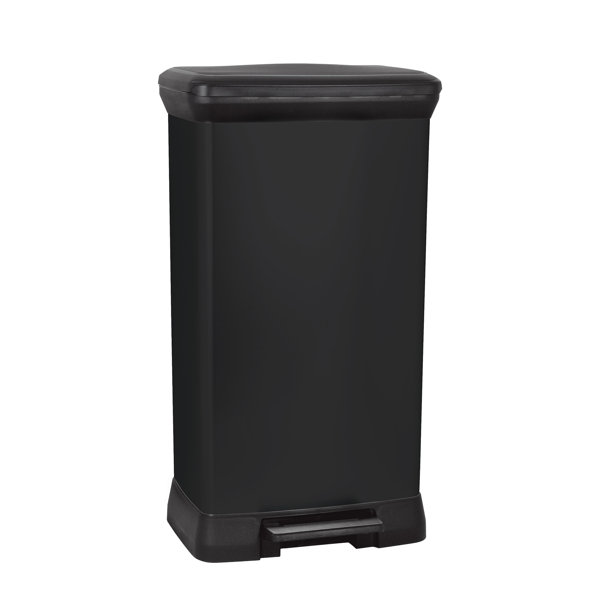 Curver UK Ltd Deco Waste Bin Metallic'S 50L With Pedal, Rectangular, Black / Black Metallic ...